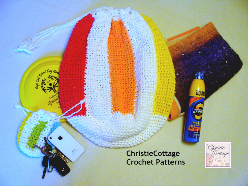 Beach Ball Bag, Beach Bag with Pouch, Crochet Pattern, PDF | Christie ...