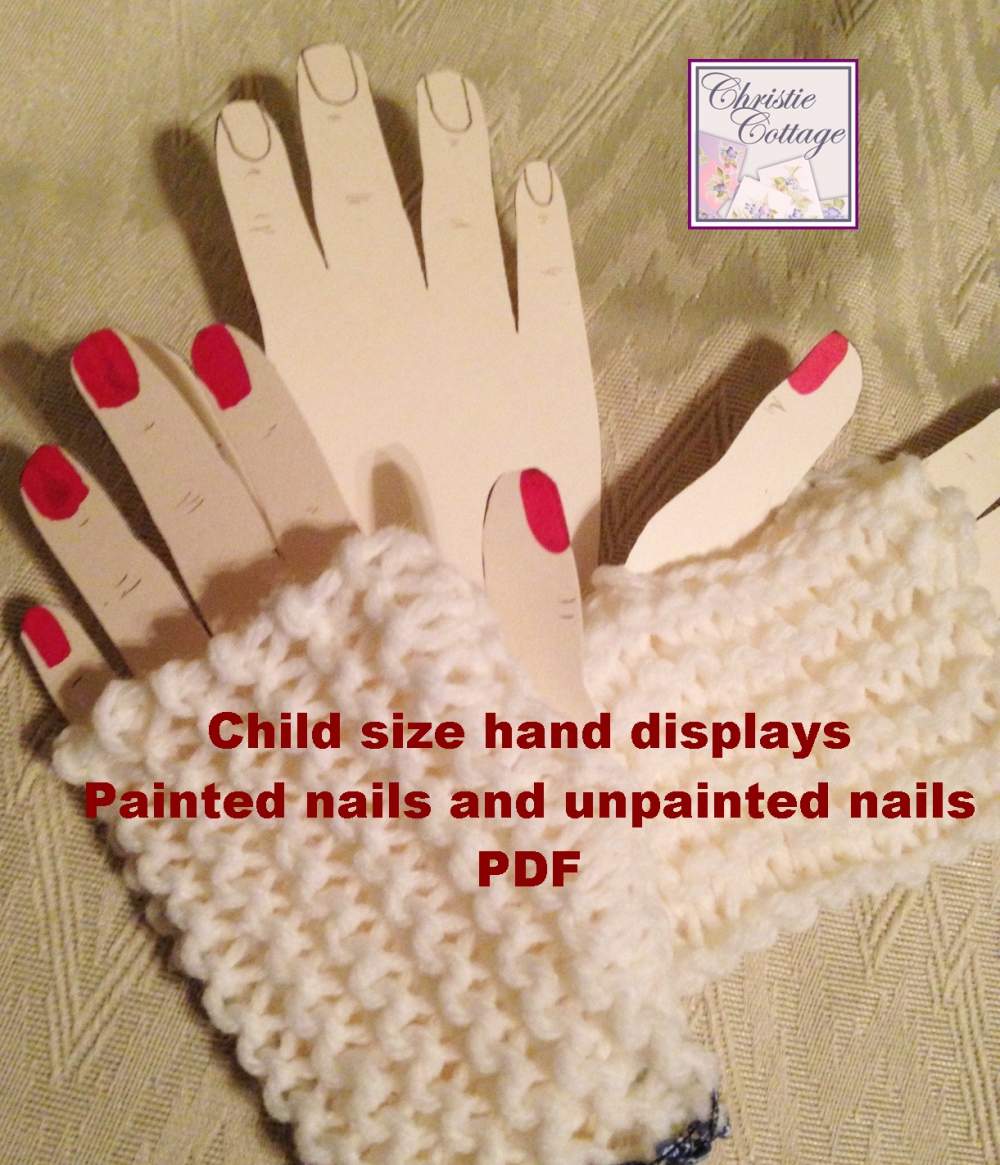 Child size hand displays for fingerless gloves, PDF | Christie Cottage
