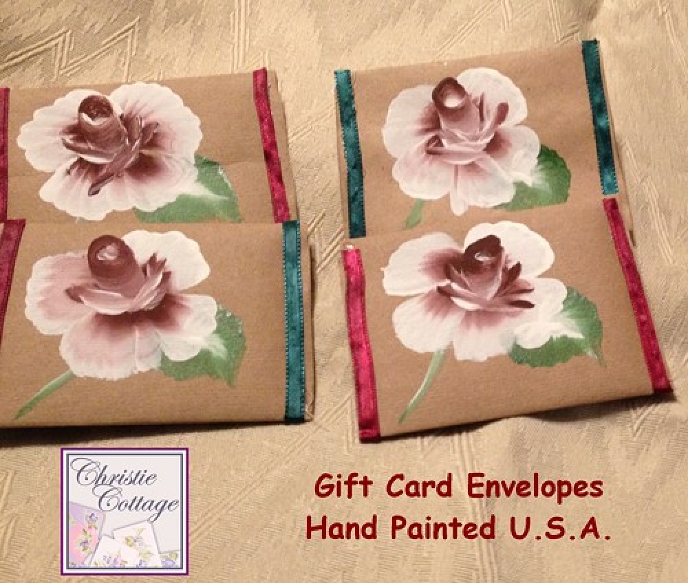 Hand Painted Gift Card/Cash holders. Set of 2. Handmade | Christie Cottage