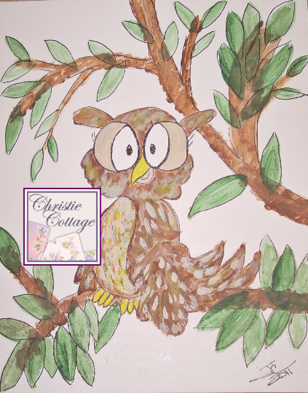 ACEO Owl Acrylic Print Old Hoot | Christie Cottage