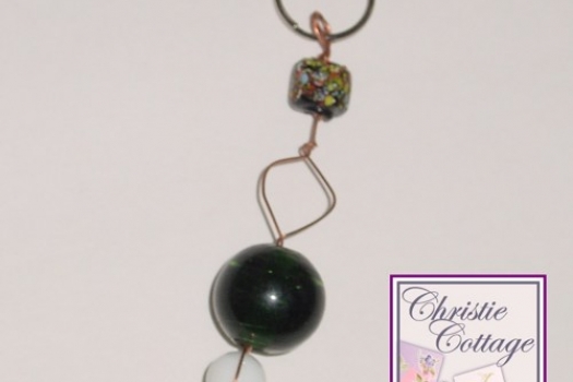 Blue Sphere Keyring, Glass Beads, OOAK | Christie Cottage