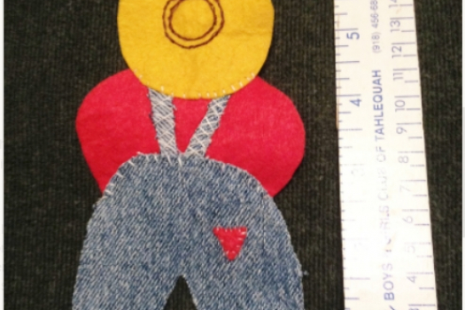 Overalls Sam applique. Handmade in America | Christie Cottage