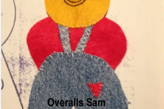 Overalls Sam applique. Handmade in America | Christie Cottage